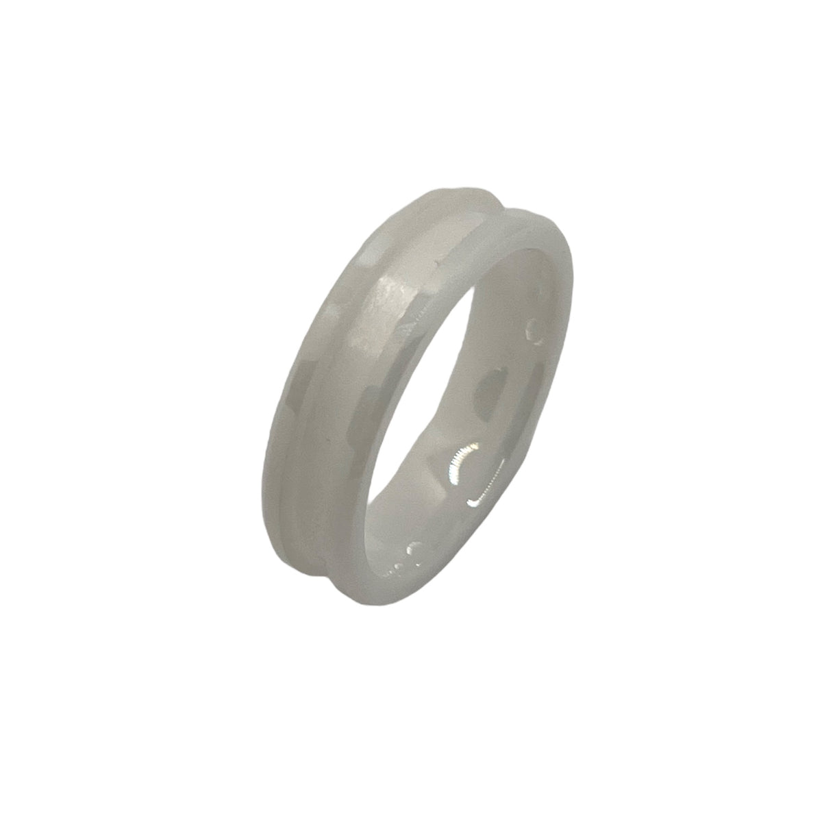 White ceramic inlay channel ring core – Ringsupplies.com