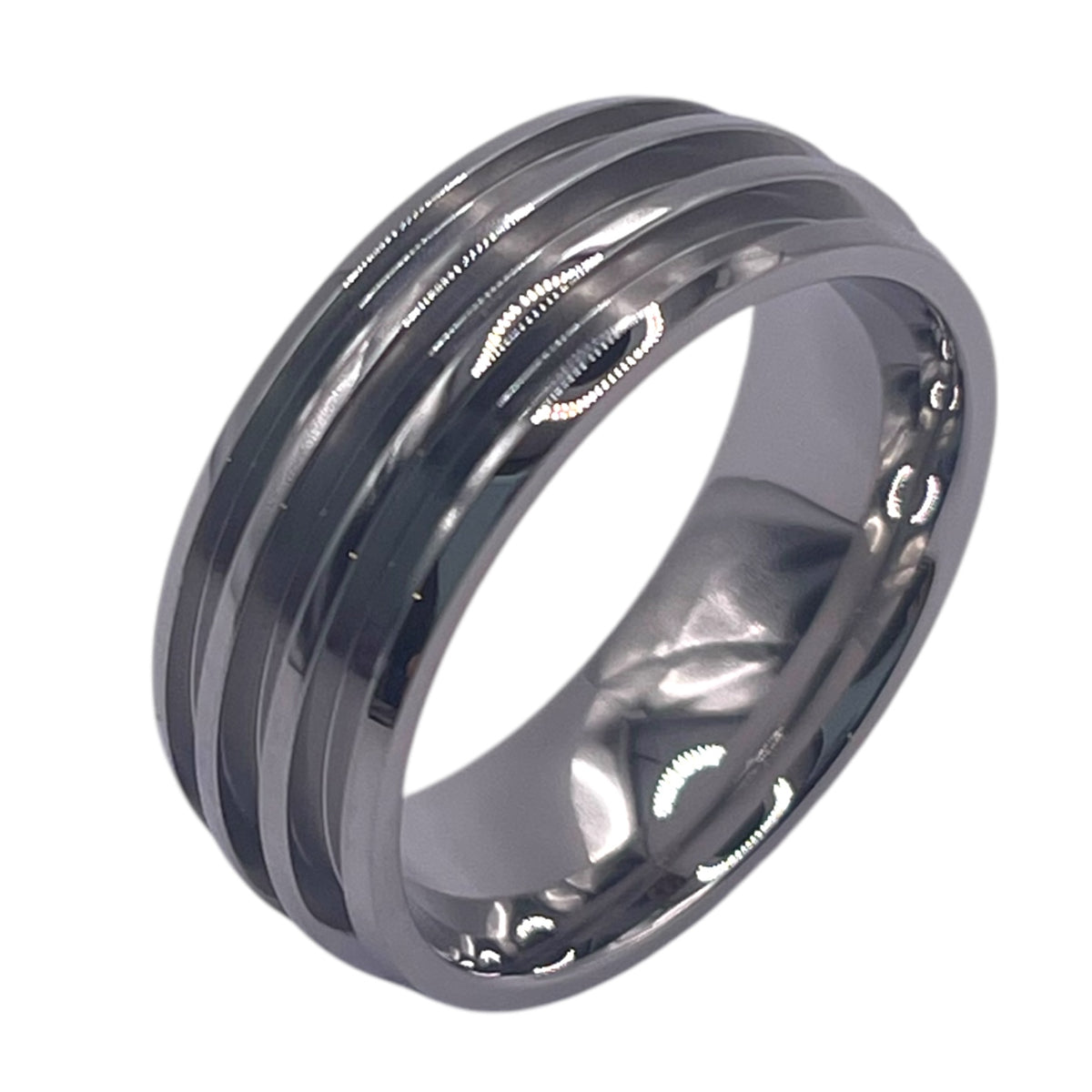 Stainless steel three inlay channel ring core – Ringsupplies.com