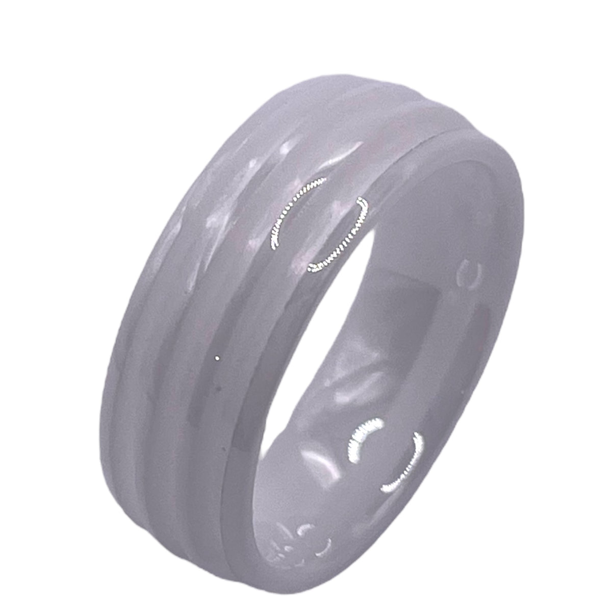 White ceramic three inlay channels ring core – Ringsupplies.com