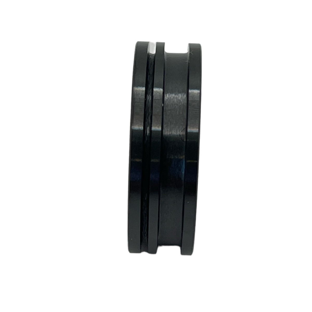 Black ceramic 2 offset inlay channels ring core – Ringsupplies.com