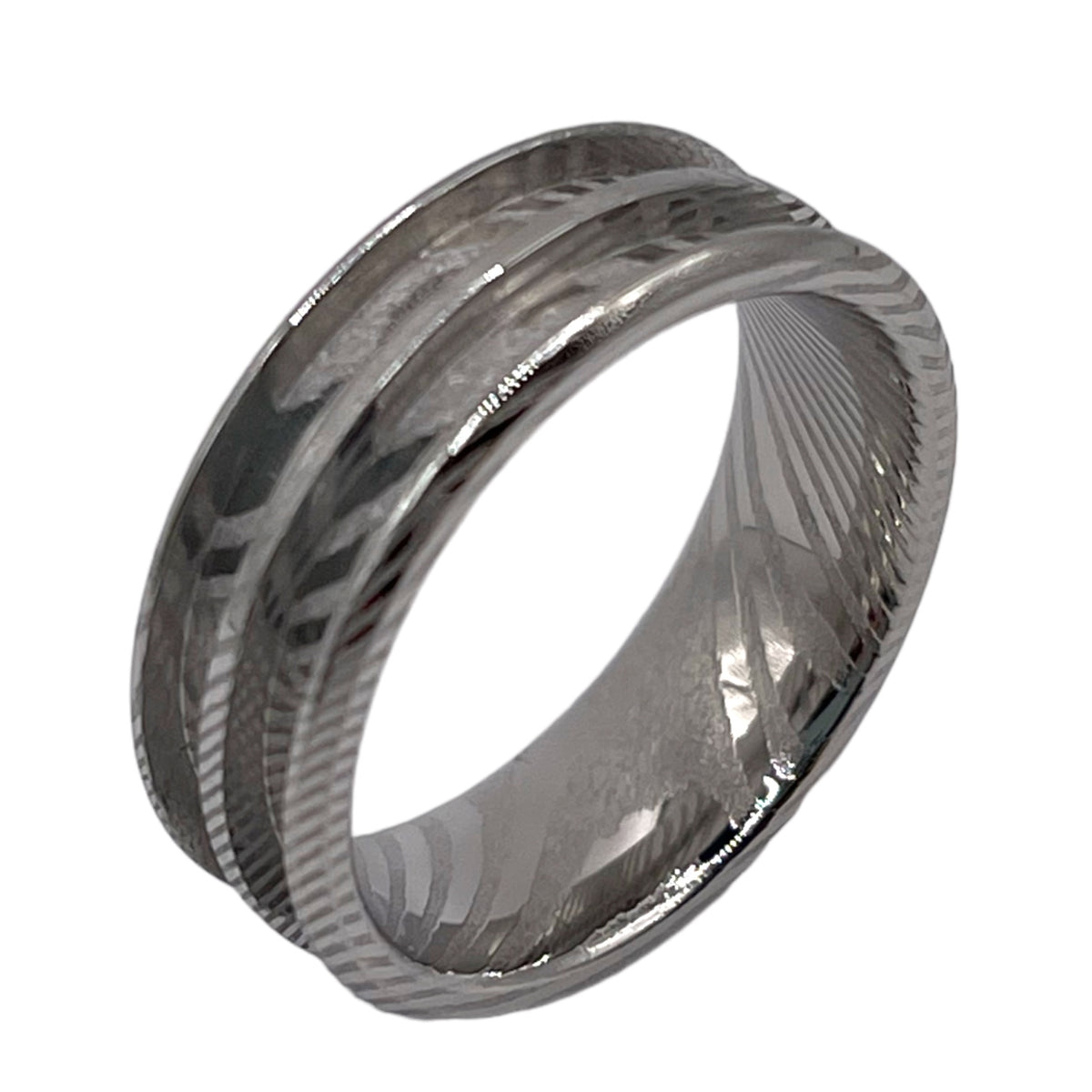 Stainless Damascus double inlay channel ring core – Ringsupplies.com